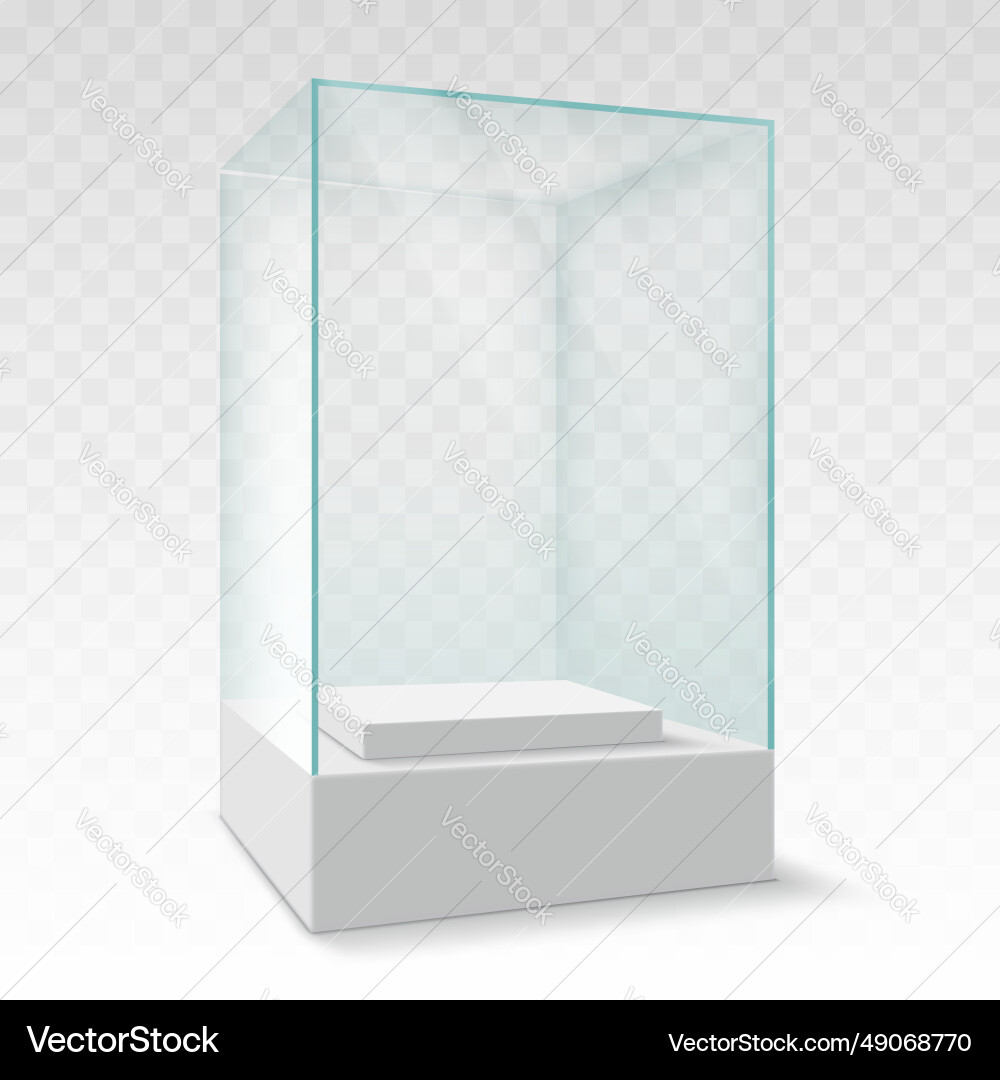 Empty glass showcase or box mockup isolated Vector Image