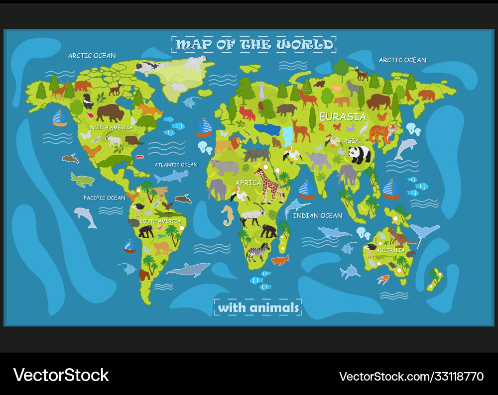 Map animals Royalty Free Vector Image - VectorStock