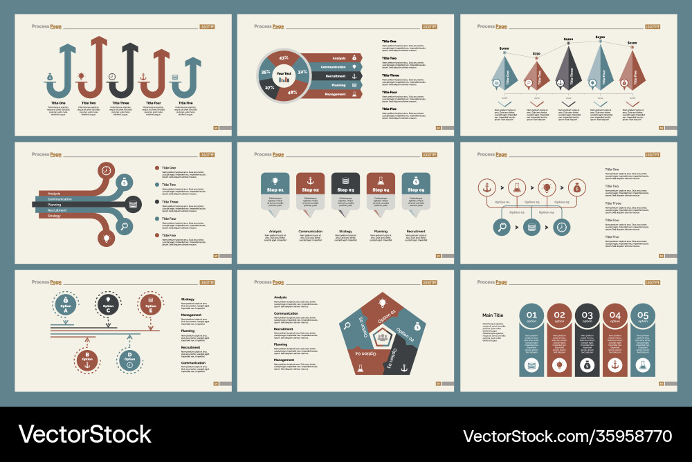 Six teamwork slide templates set Royalty Free Vector Image