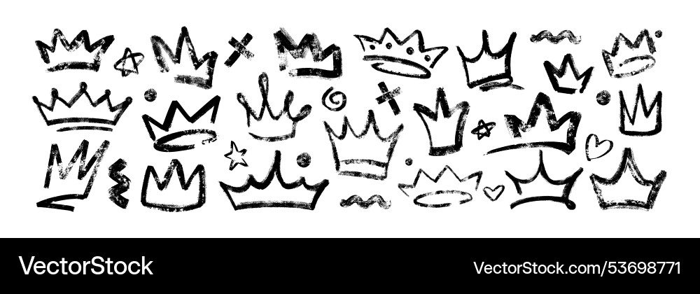 Black Grunge Crown Set Royalty Free Vector Image