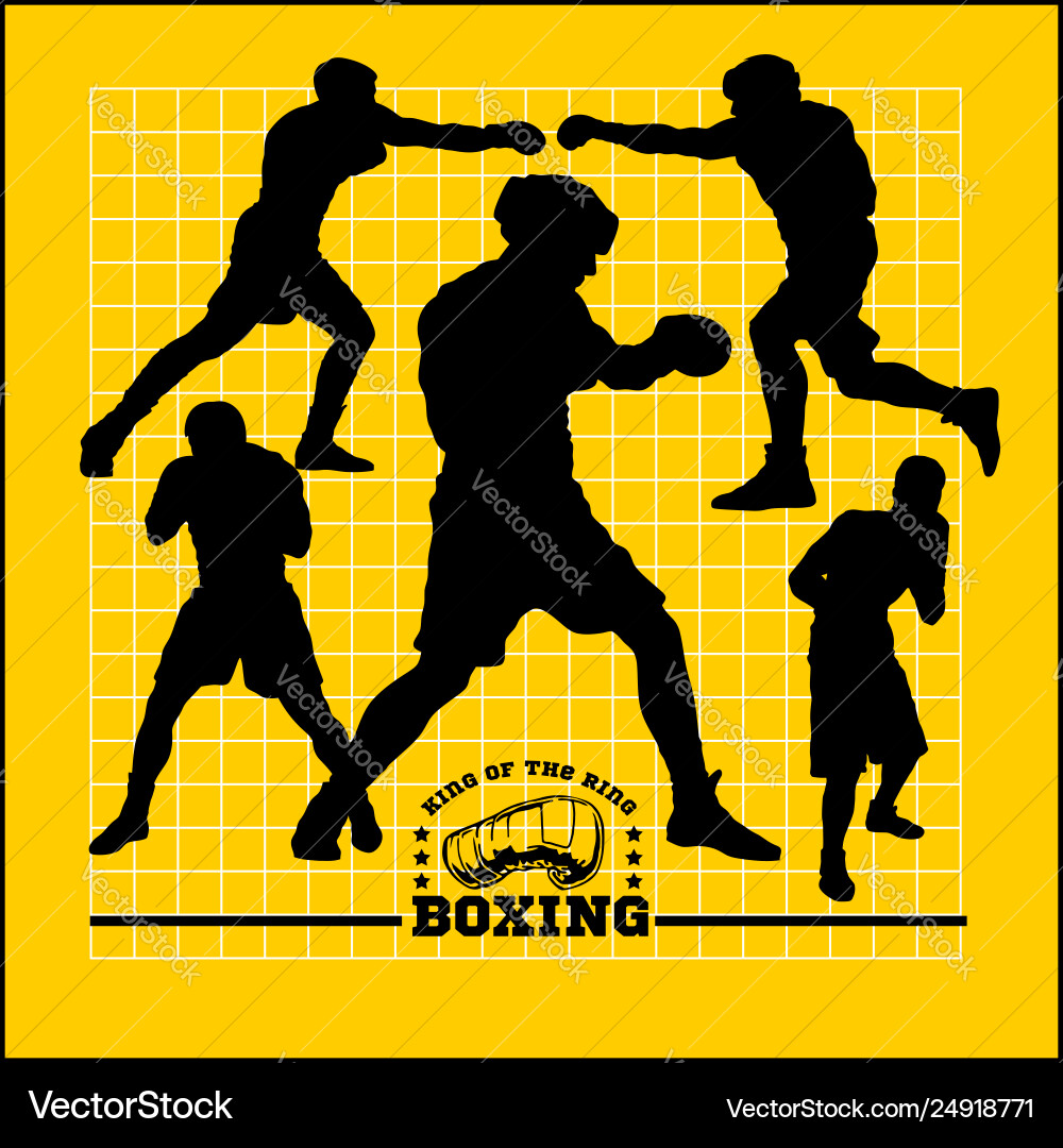 Boxing silhouette set Royalty Free Vector Image