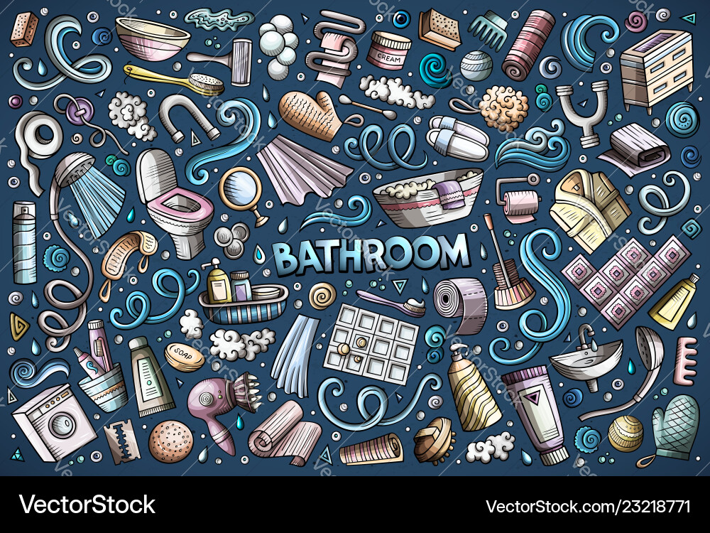 Cartoon set of bathroom objects and symbols Vector Image