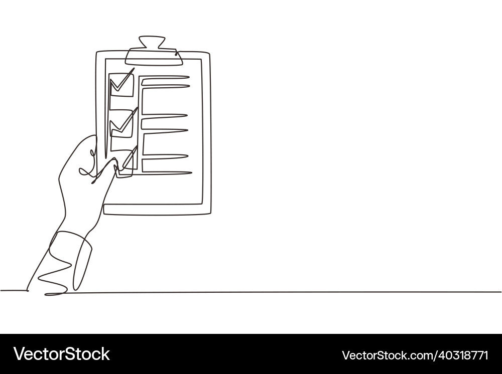 Continuous one line drawing clipboard in hand Vector Image