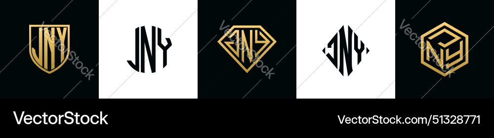 Initial letters jny logo designs bundle Royalty Free Vector