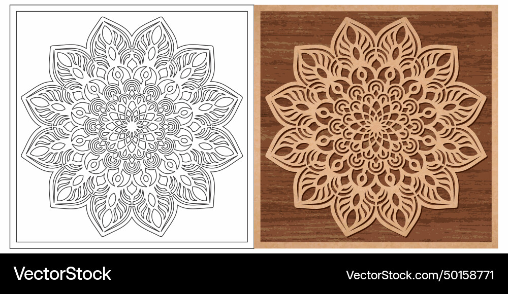 Laser cut mandala cnc cutting stencil image Vector Image
