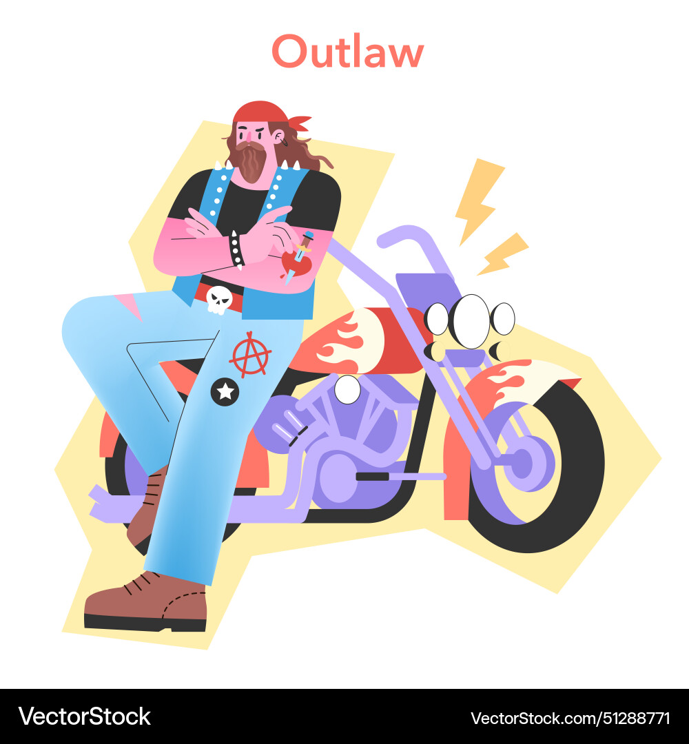 Outlaw archetype edgy and bold Royalty Free Vector Image