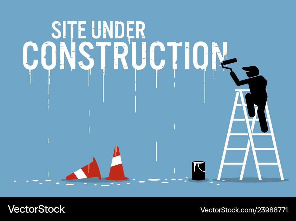 Painter painting the word site under construction Vector Image