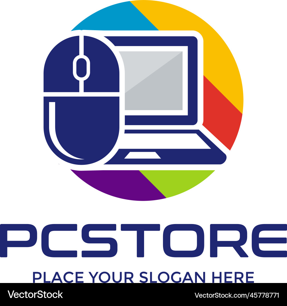 Pc store logo template Royalty Free Vector Image