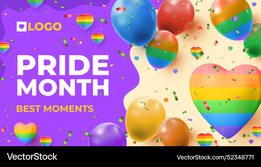 Pride month realistic youtube cover Royalty Free Vector