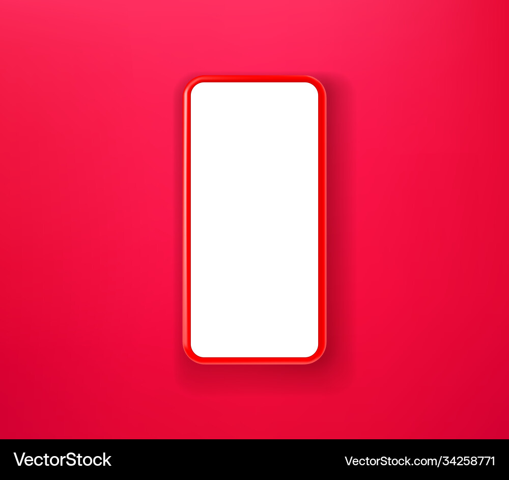 Red smartphone on background mockup Royalty Free Vector