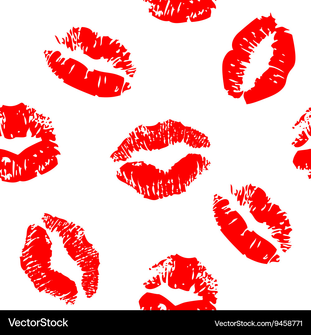 Seamless pattern with a lipstick kiss prints Vector Image