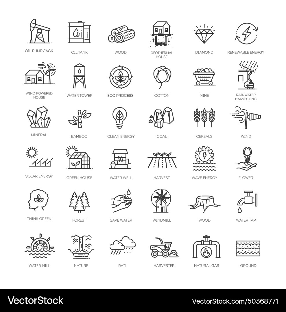 Set of natural resources icons Royalty Free Vector Image