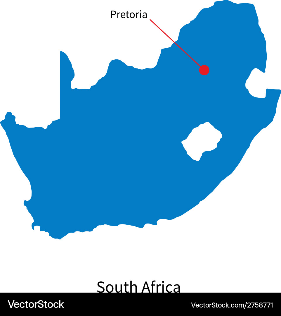 South Africa Map with Pretoria Royalty Free Vector Image