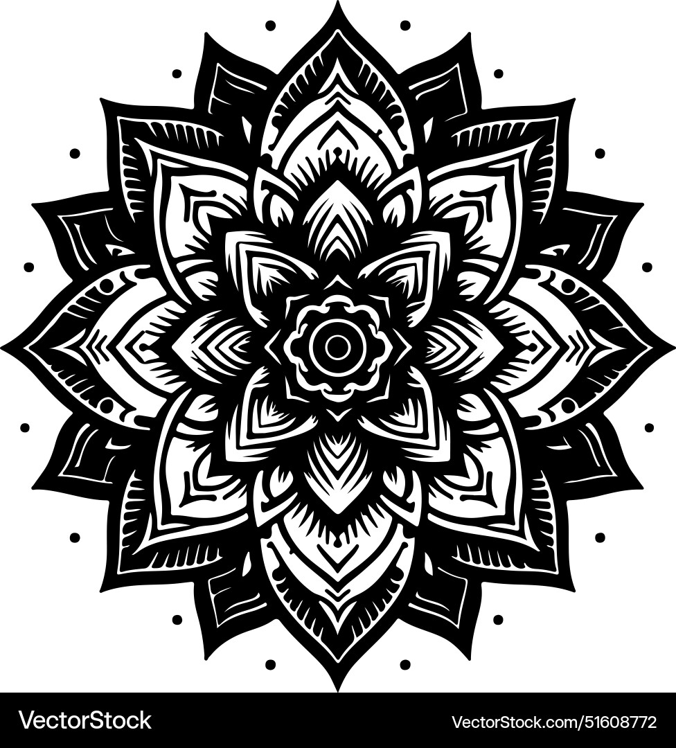 A simple rose mandala design silhouette Royalty Free Vector