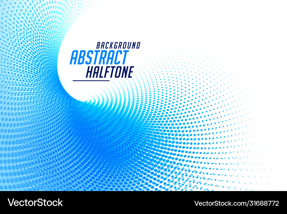 Abstract blue halftone swirl shape on white Vector Image