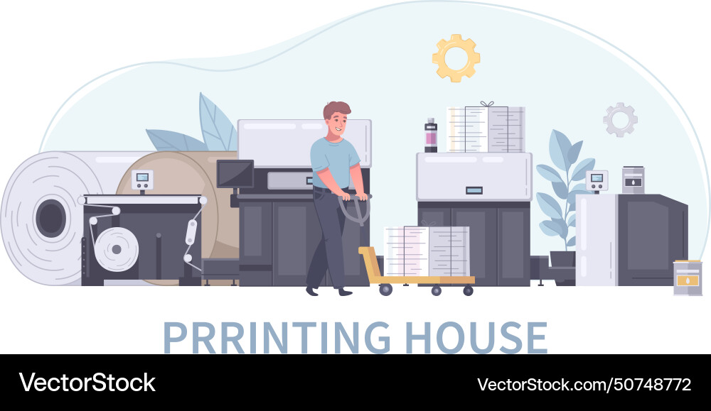 Cartoon printing house polygraphy concept Vector Image