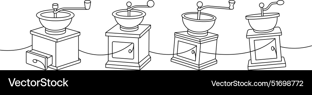 Coffee grinders one line continuous drawing hand Vector Image