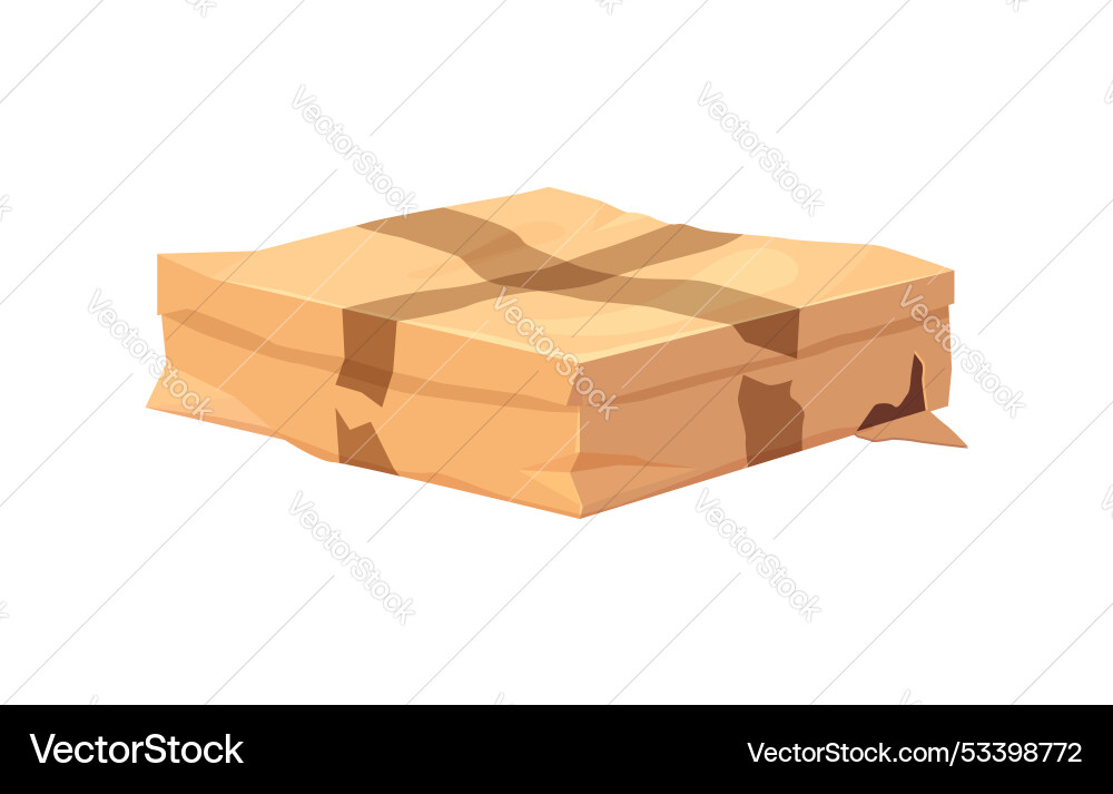 Damaged and crumpled cardboard delivery parcel box