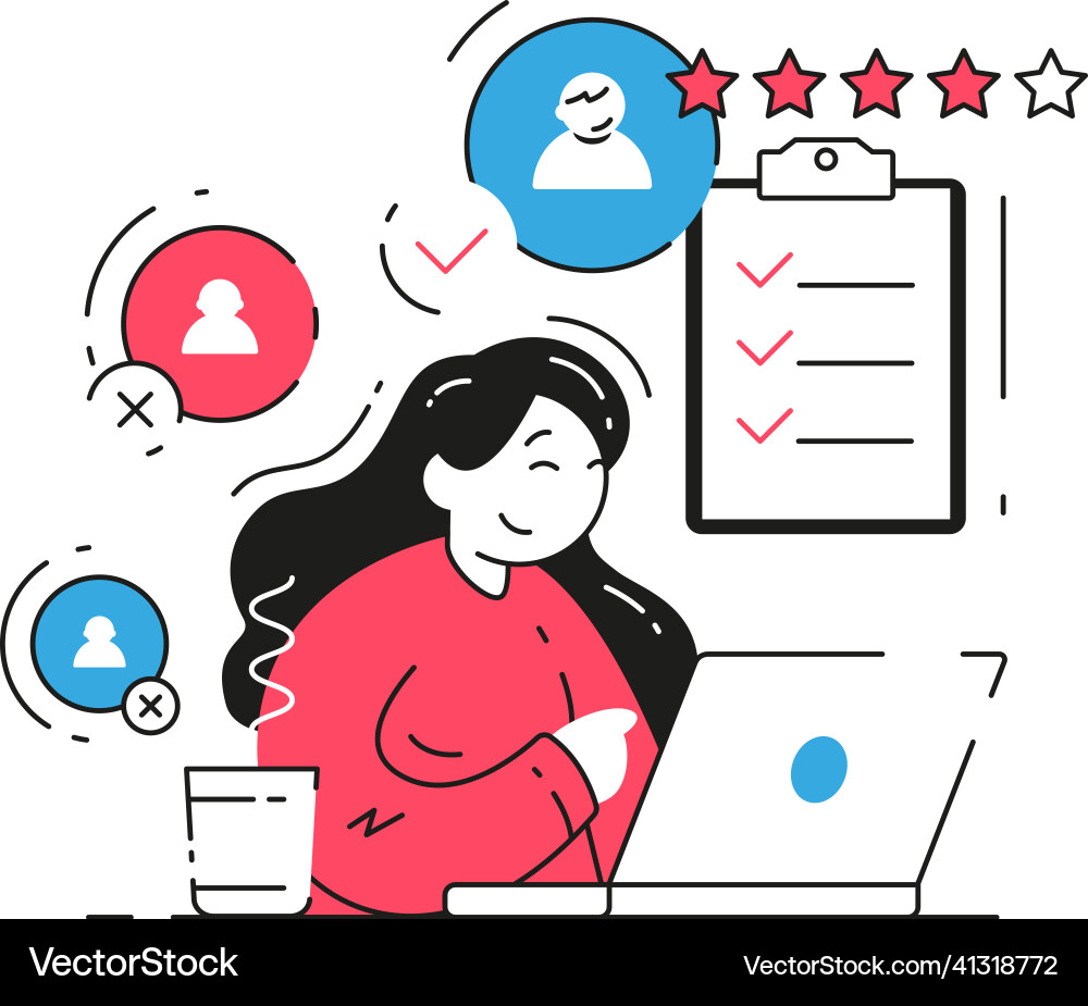Female recruiter choosing candidate cv compare Vector Image