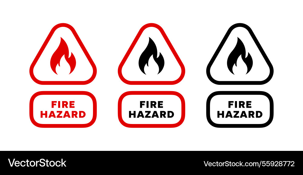 Fire hazard signs flammable Royalty Free Vector Image