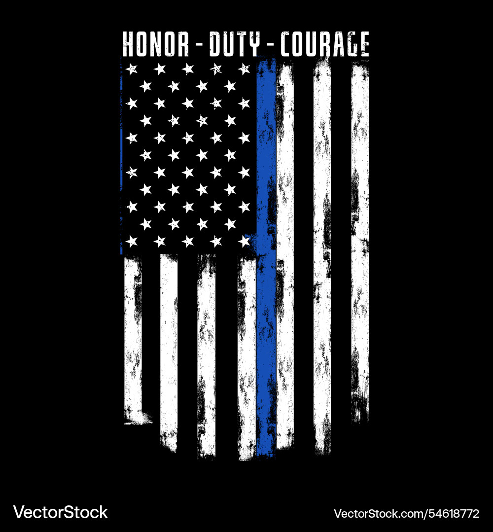 Honor duty courage - thin blue line Royalty Free Vector