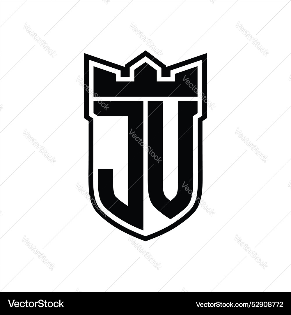 Jv logo shield shape with geometric crown inside Vector Image
