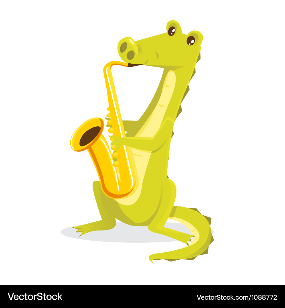 Musical animals crocodile saxophone Royalty Free Vector