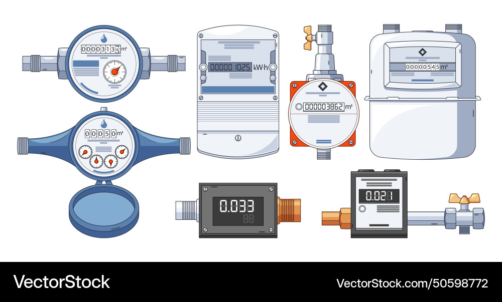 Set communal services meters measure Royalty Free Vector
