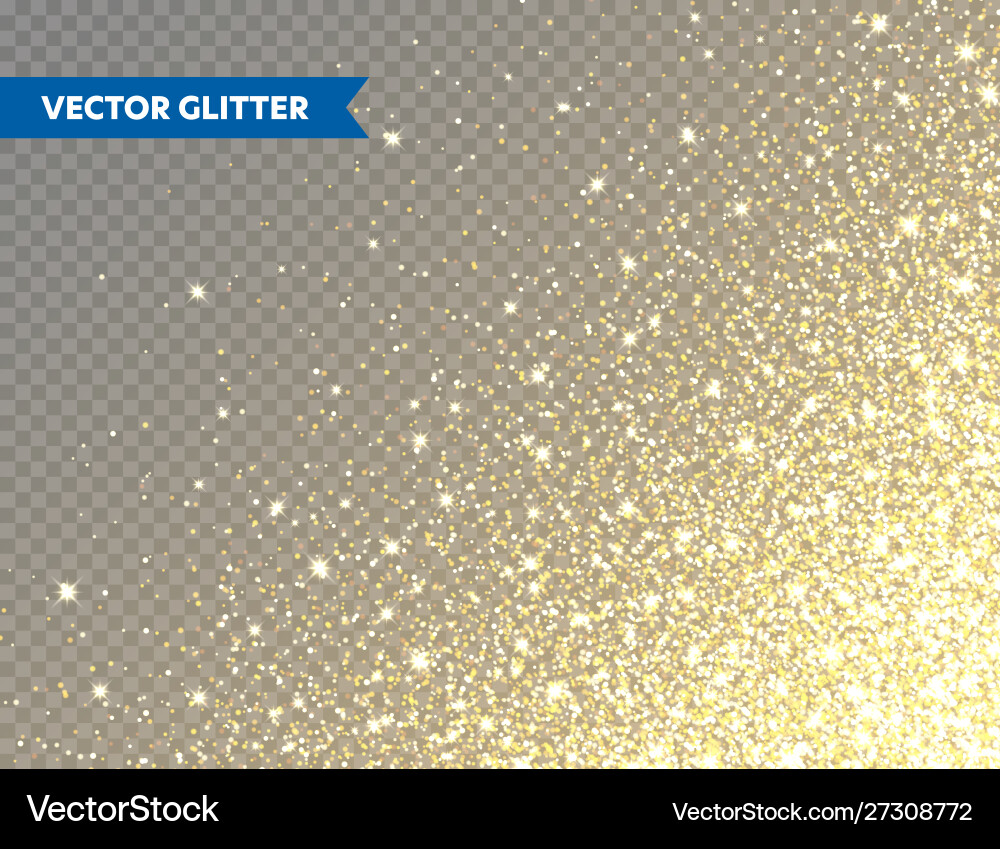 Sparkling golden glitter on transparent Royalty Free Vector