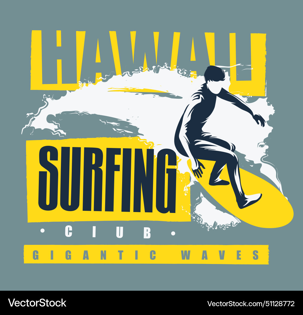 Surfer on a board riding the waves at sea Vector Image