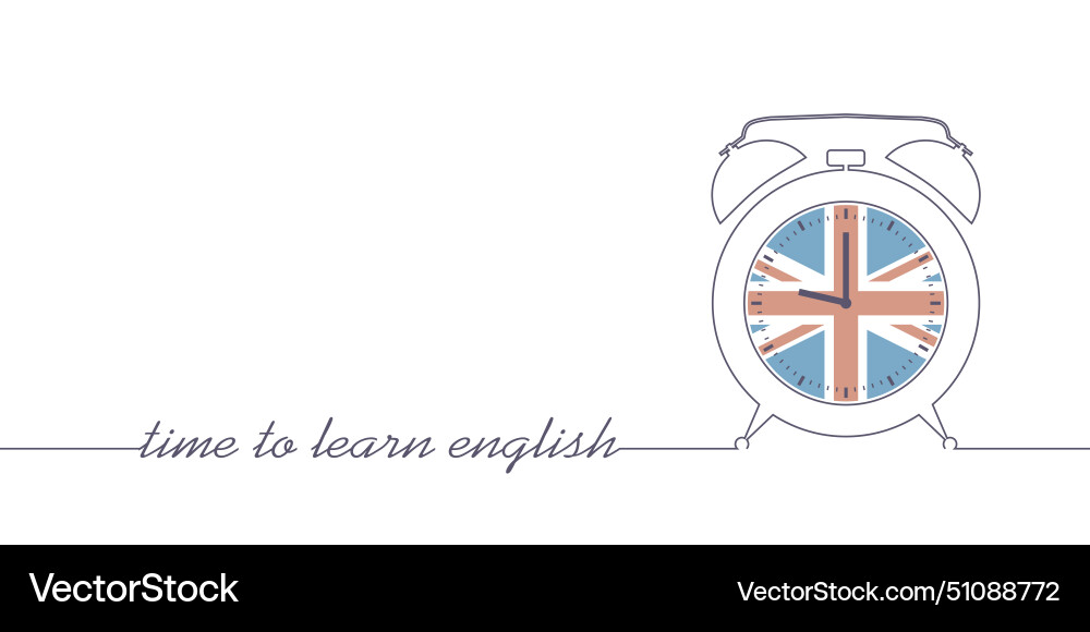 Time to learn english alarm clock with british Vector Image