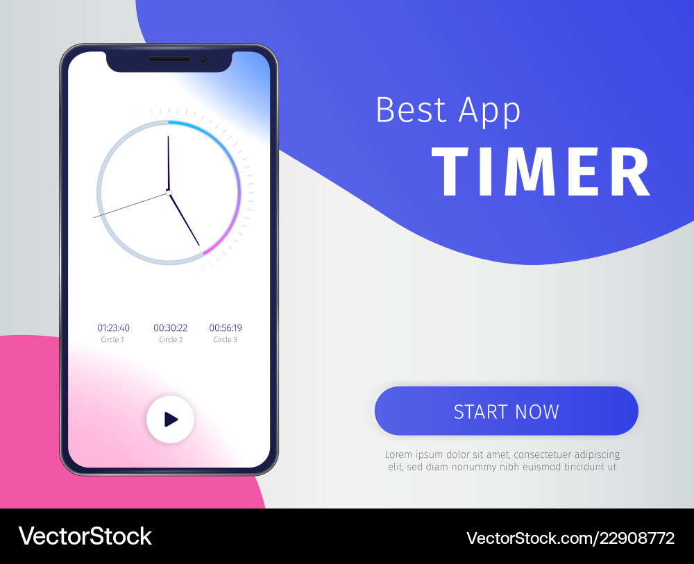 Timer app poster Royalty Free Vector Image - VectorStock