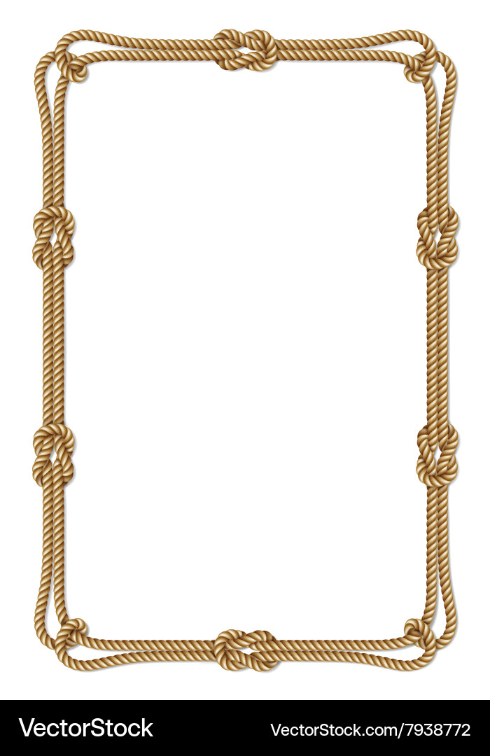 Yellow rope woven border with knots Royalty Free Vector