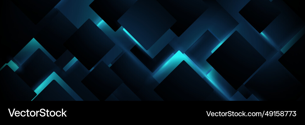 Blue abstract banner with geometric square shapes Vector Image