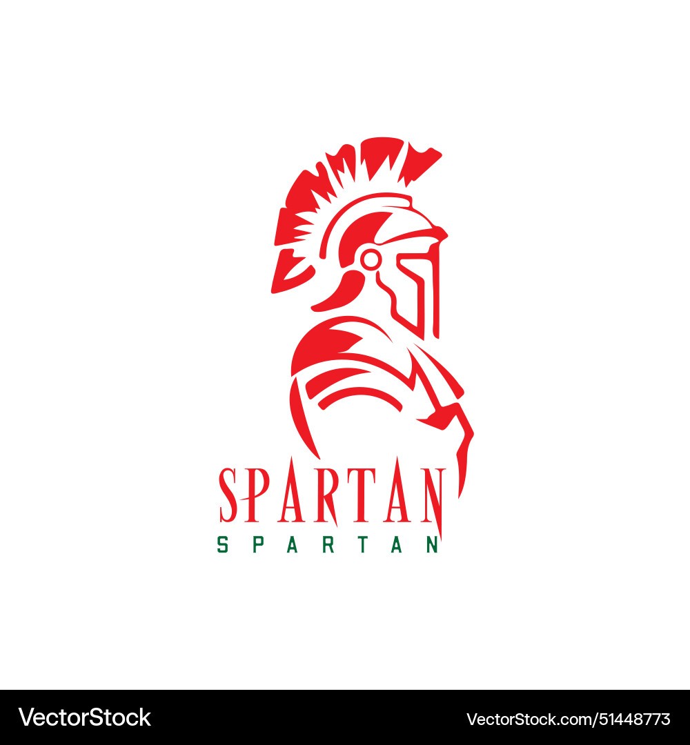 Bold spartan warrior emblem in striking red symbol