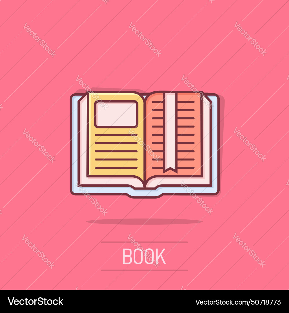 Book library icon in comic style encyclopedia Vector Image