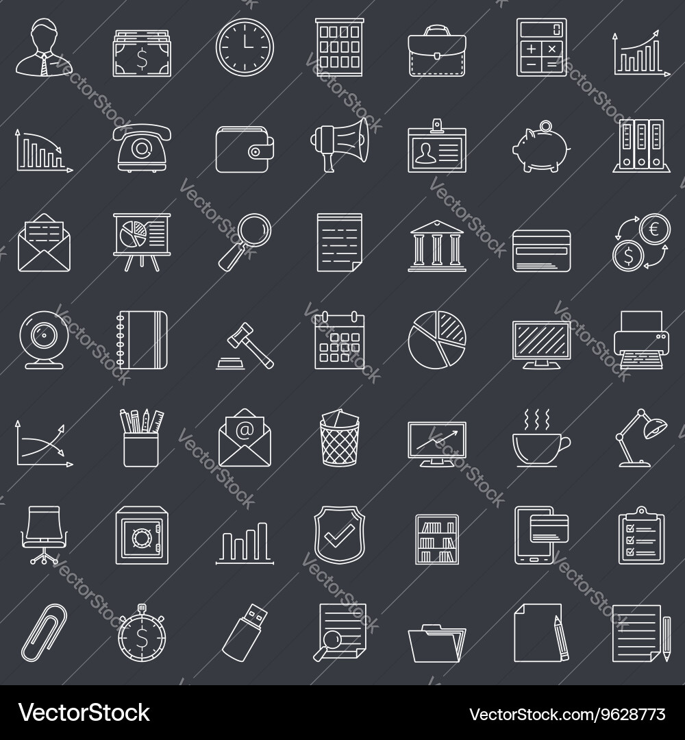 Business & Office Line Icons Royalty Free Vector Image