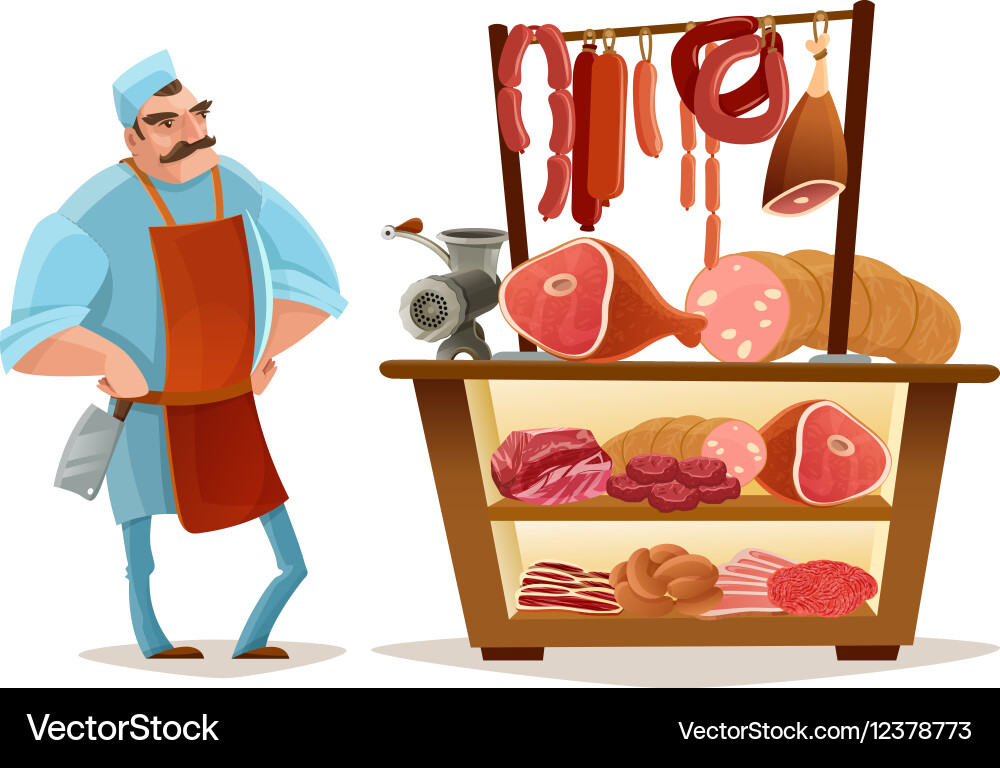 Butcher cartoon concept Royalty Free Vector Image