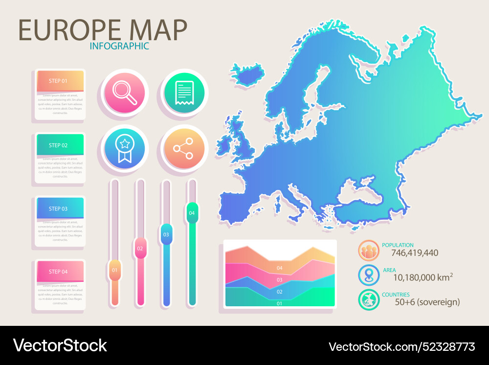Gradient europe map infographic Royalty Free Vector Image