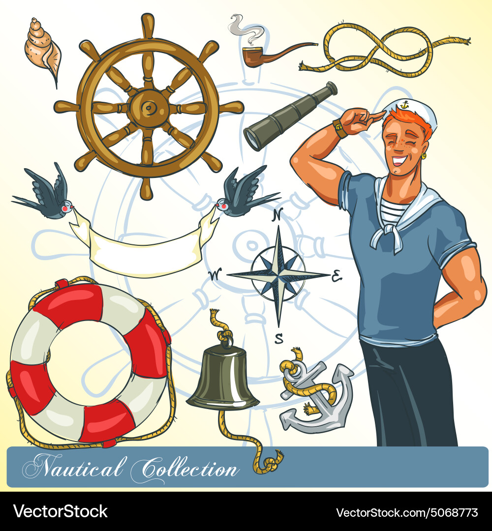 Nautical collection Royalty Free Vector Image - VectorStock