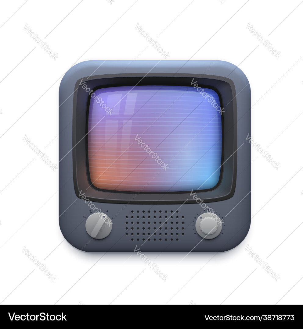 Retro tv interface icon television app Royalty Free Vector