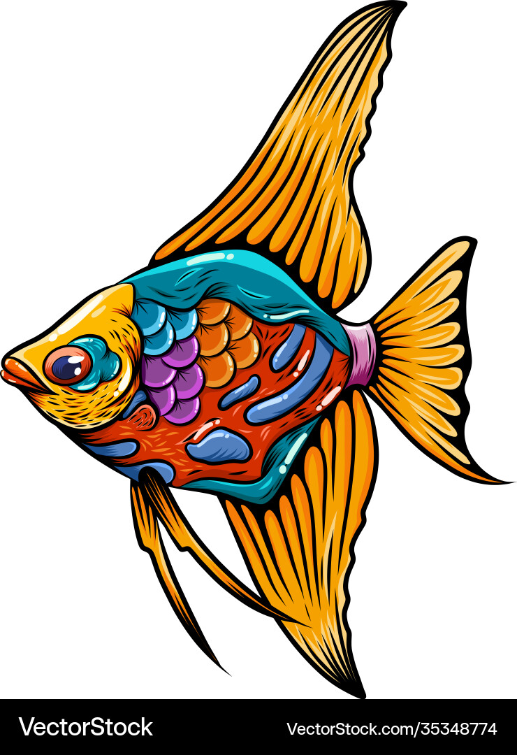 Angle fish entangle with mix colour Royalty Free Vector