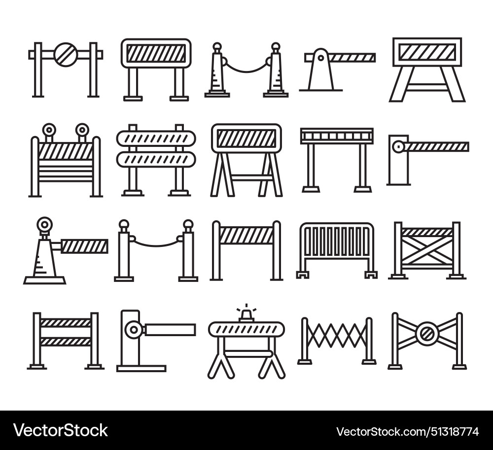 Barrier and checkpoint icons Royalty Free Vector Image