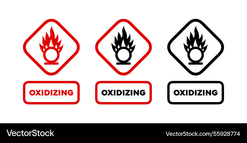 Fire hazard signs oxidizing agent signs Royalty Free Vector