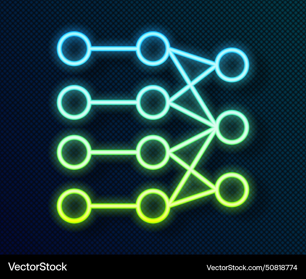 Glowing neon line neural network icon isolated Vector Image