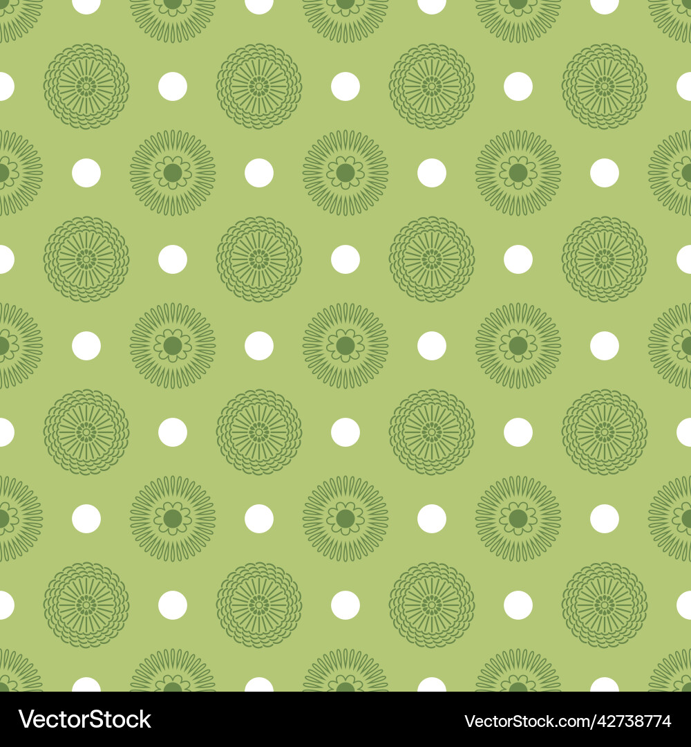 Green geometric design allover circles and dots Vector Image