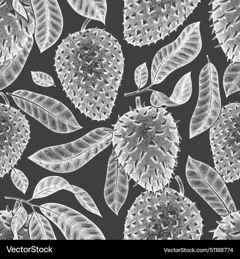 Hand drawn sketch style soursop fruit seamless Vector Image