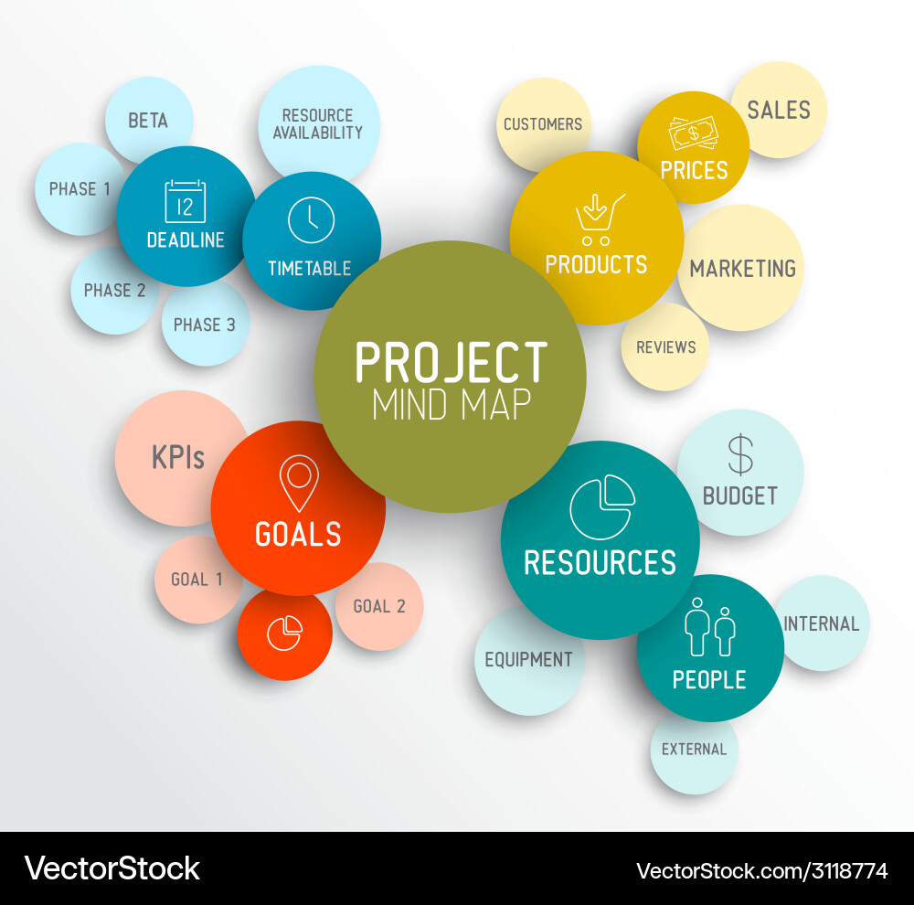 Project management mind map scheme diagram Vector Image