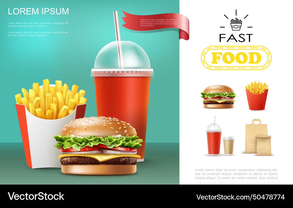 Realistic fast food template Royalty Free Vector Image