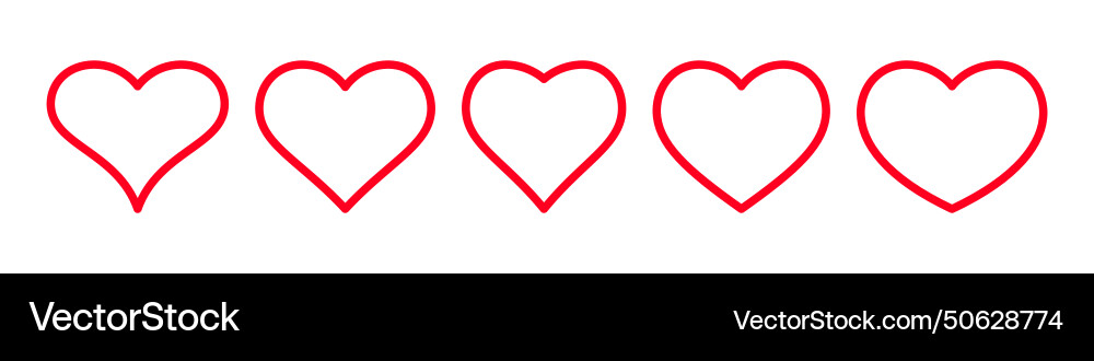 Red heart icons set Royalty Free Vector Image - VectorStock